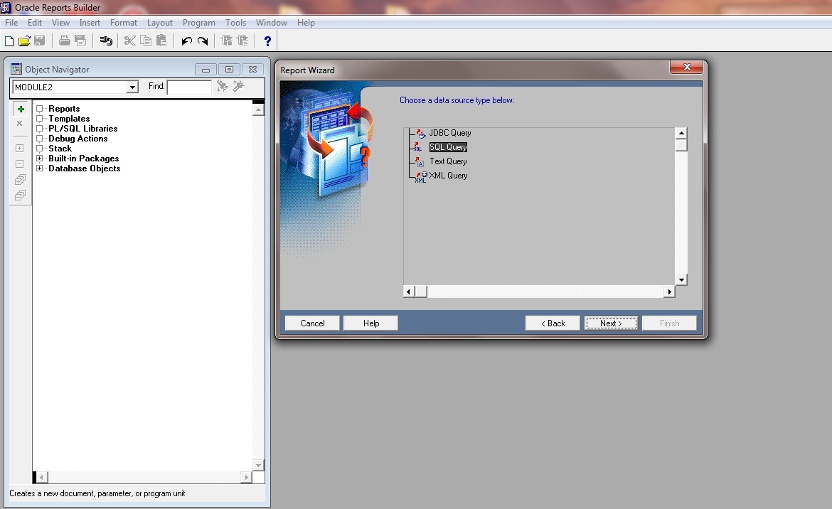 Tutorial Choose A Data Source And Select Sql Query Builder For Reports In Oracle 11g